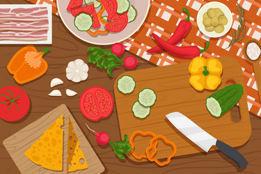 Cooking food top view Royalty Free Vector Image