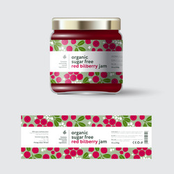 Jam raspberry label and packaging jar with cap Vector Image