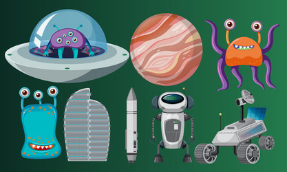 Set of solar system objects isolated Royalty Free Vector