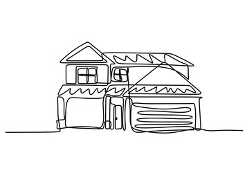 House one line drawing on white background Vector Image