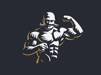 Bodybuilder muscle man fitness posing with neon Vector Image