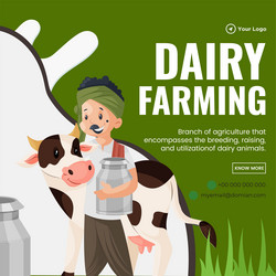 Banner design of dairy farming Royalty Free Vector Image