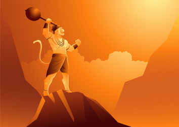 Hanuman standing on rock Royalty Free Vector Image