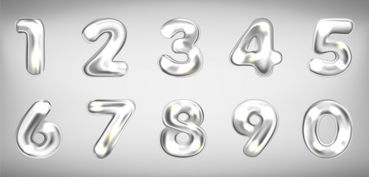 Silver metallic shining number symbols Royalty Free Vector