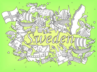 Sweden coloring book Royalty Free Vector Image