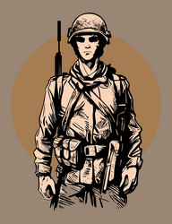 War soldier cartoon comic character outline Vector Image