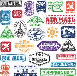 Vintage postage stamps marks and stickers Vector Image