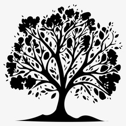 Whole black tree with roots isolated white Vector Image