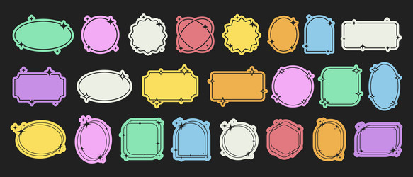 Cool linear frames with stars y2k design cute Vector Image