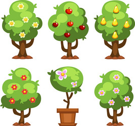 Garden tree and flowers Royalty Free Vector Image