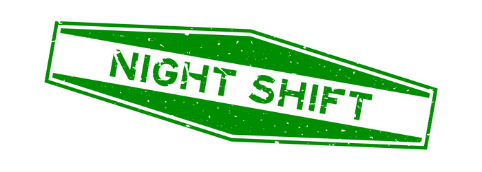 Grunge red night shift word hexagon rubber seal Vector Image