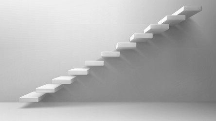 White isolated 3d staircase no background Vector Image