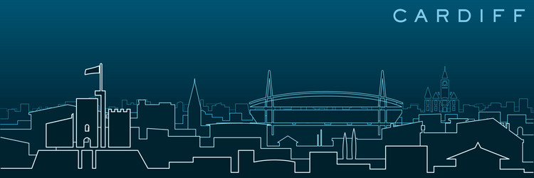 Cardiff wales city skyline with color buildings Vector Image