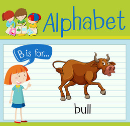 Flashcard letter b is for bull Royalty Free Vector Image