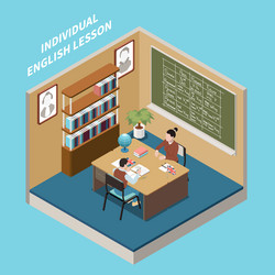 Studying english female teacher explains grammar Vector Image