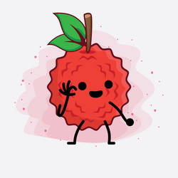 Lychee fruit cute character with simple face Vector Image