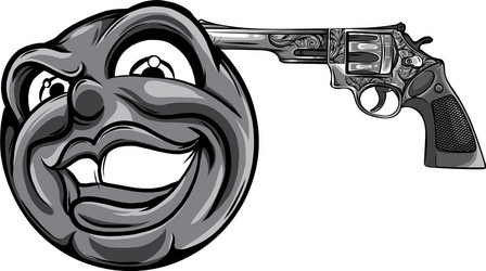 Emoticon pointing a gun on his head Royalty Free Vector