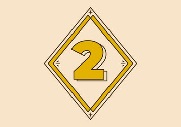 Vintage retro style frame with number two Vector Image