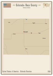 Map baca county in colorado Royalty Free Vector Image