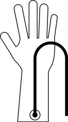 Arm transferring blood symbol in black and white Vector Image