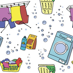 Laundry pattern colored doodle elements Royalty Free Vector