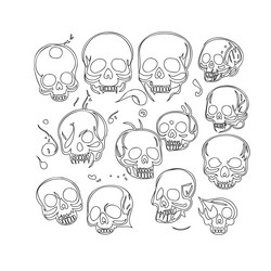 Decorative skulls outline sketch Royalty Free Vector Image