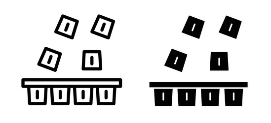 Ice cube plastic container icon set kitchen Vector Image