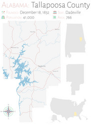 Map tallapoosa county in alabama Royalty Free Vector Image