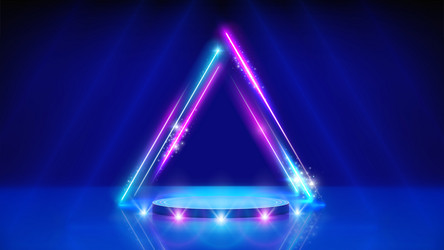 Neon frame led arch podium stage background Vector Image