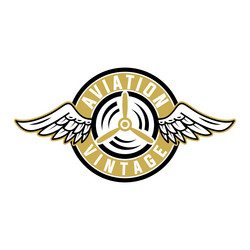 Aviation plane flying retro logo Royalty Free Vector Image