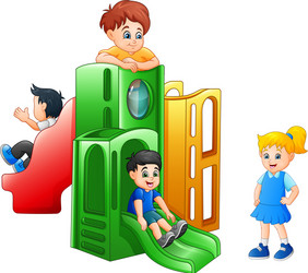 Cartoon kids playing music together Royalty Free Vector