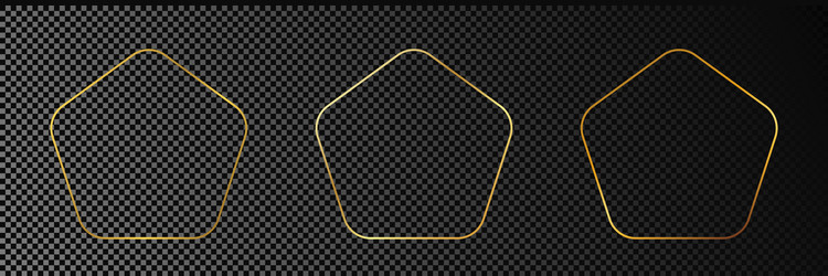 Gold glowing rounded pentagon shape frame Vector Image