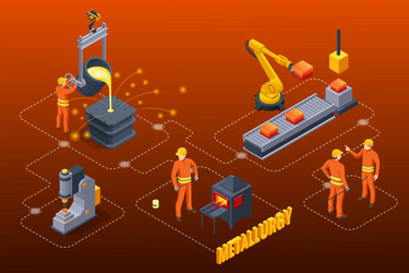 Isometric industrial steel production Royalty Free Vector