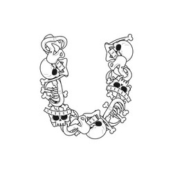 Letter e skeleton bones font anatomy Royalty Free Vector