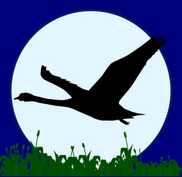 Three flying swan silhouettes Royalty Free Vector Image