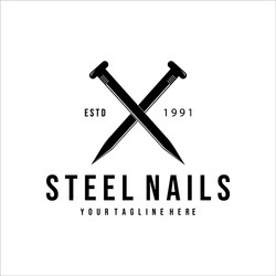 Steel nails logo vintage template design nails Vector Image