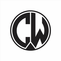 Cw logo monogram with piece circle ribbon style Vector Image