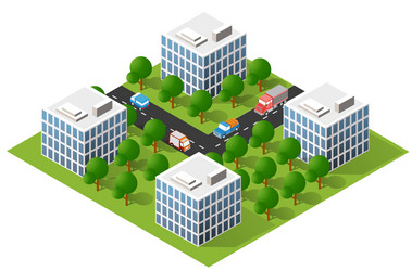 Isometric 3d city urban area Royalty Free Vector Image