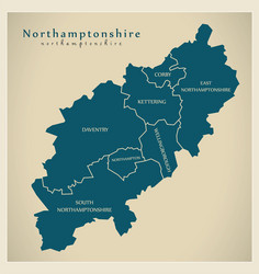 Modern map - northamptonshire county with cities Vector Image