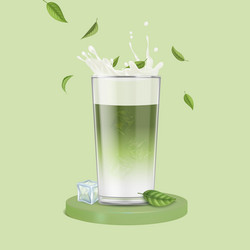 Realistic detailed 3d japanese matcha latte Vector Image
