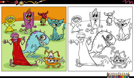 Cartoon fantasy alien or weirdo characters group Vector Image