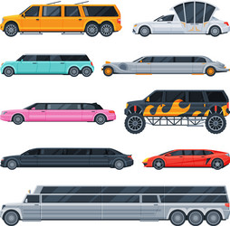Retro and modern limousine cars collection Vector Image