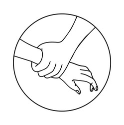 Helping hand outline sign Royalty Free Vector Image