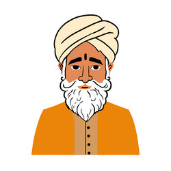 Indian old sadhu cartoon character flat design Vector Image