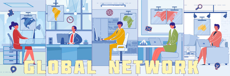 Global business outsourcing flat concept Vector Image