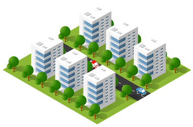 Isometric 3d city urban area Royalty Free Vector Image