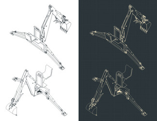 Excavator isometric blueprints Royalty Free Vector Image