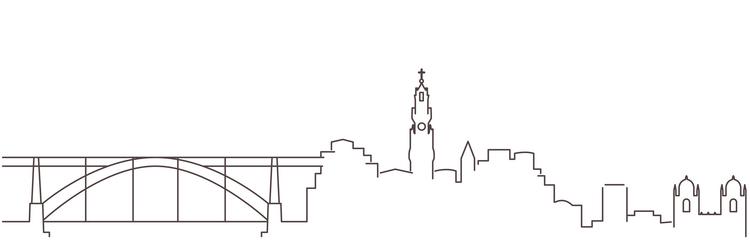 One continuous line drawing of porto city skyline Vector Image