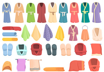 Dressing gown icons set cartoon satin robe Vector Image