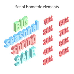 Isolated set elements for an isometric banner Vector Image